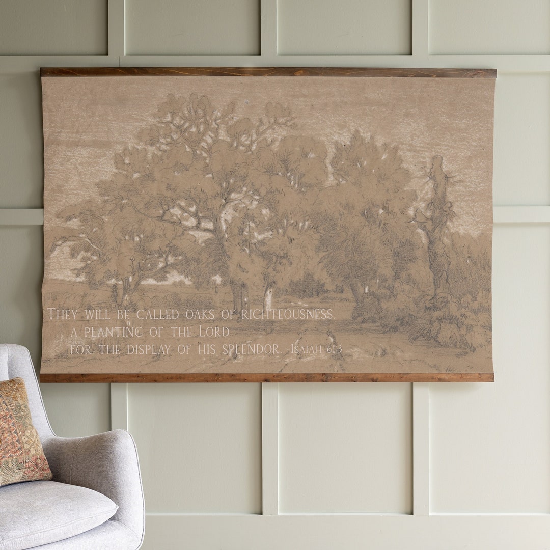 Vintage Scripture Canvas Tapestry | Large Christian Wall Hanging ...