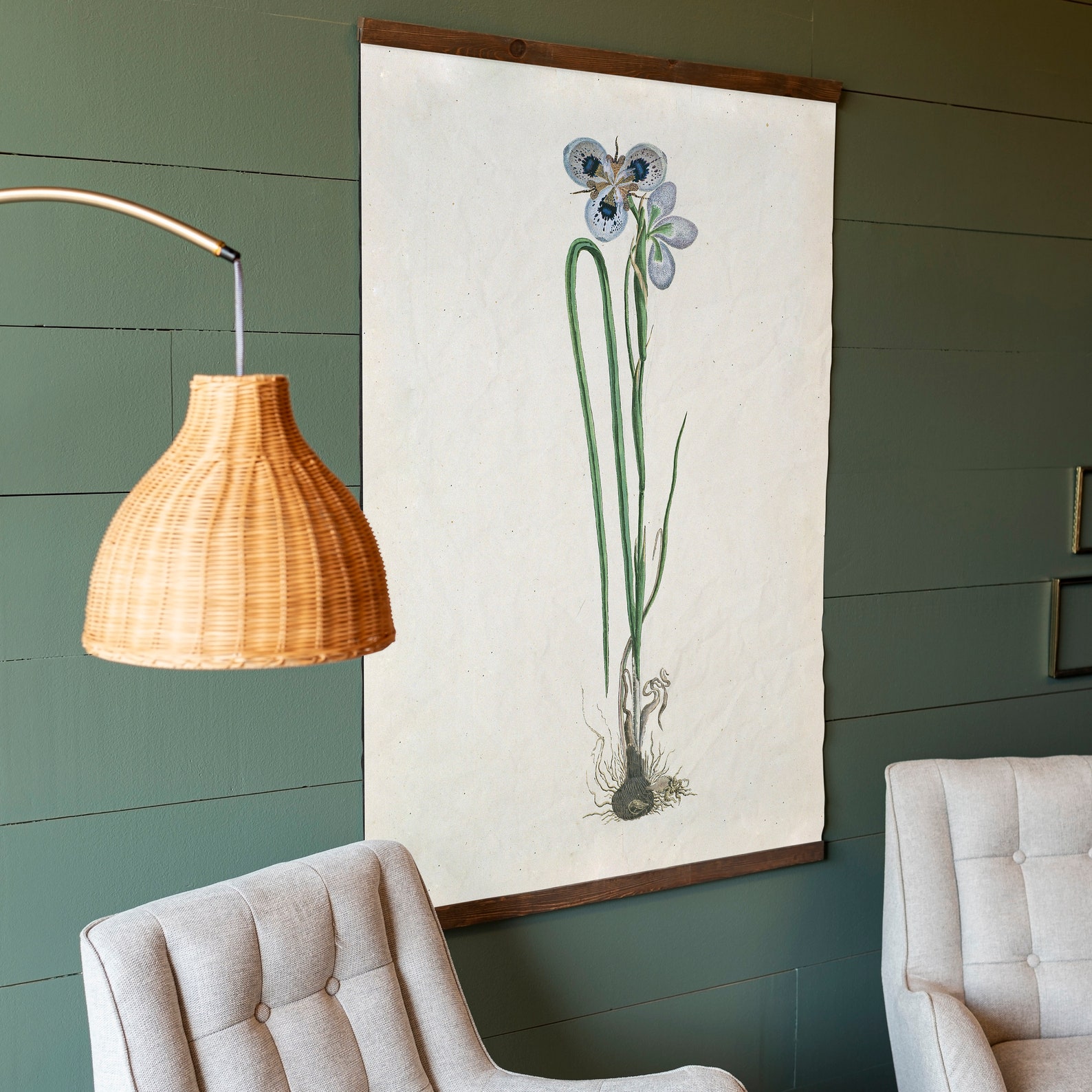 Vintage Botanical Iris Art Tapestry - Floral Wall Hanging | 406 - Etsy