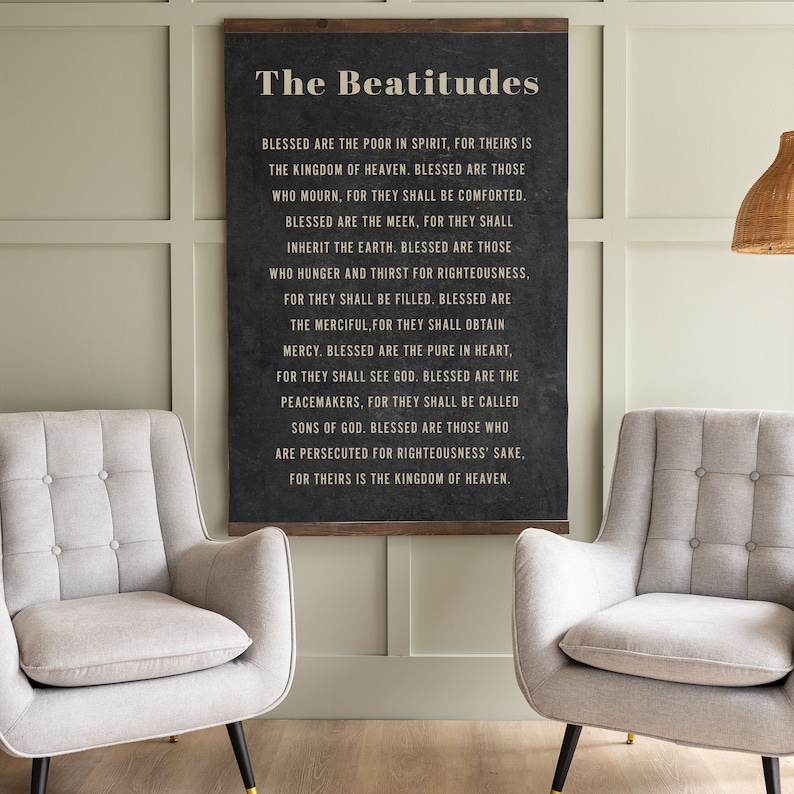 The Beatitudes Canvas Sign: Large Scripture Tapestry | 181 - Etsy