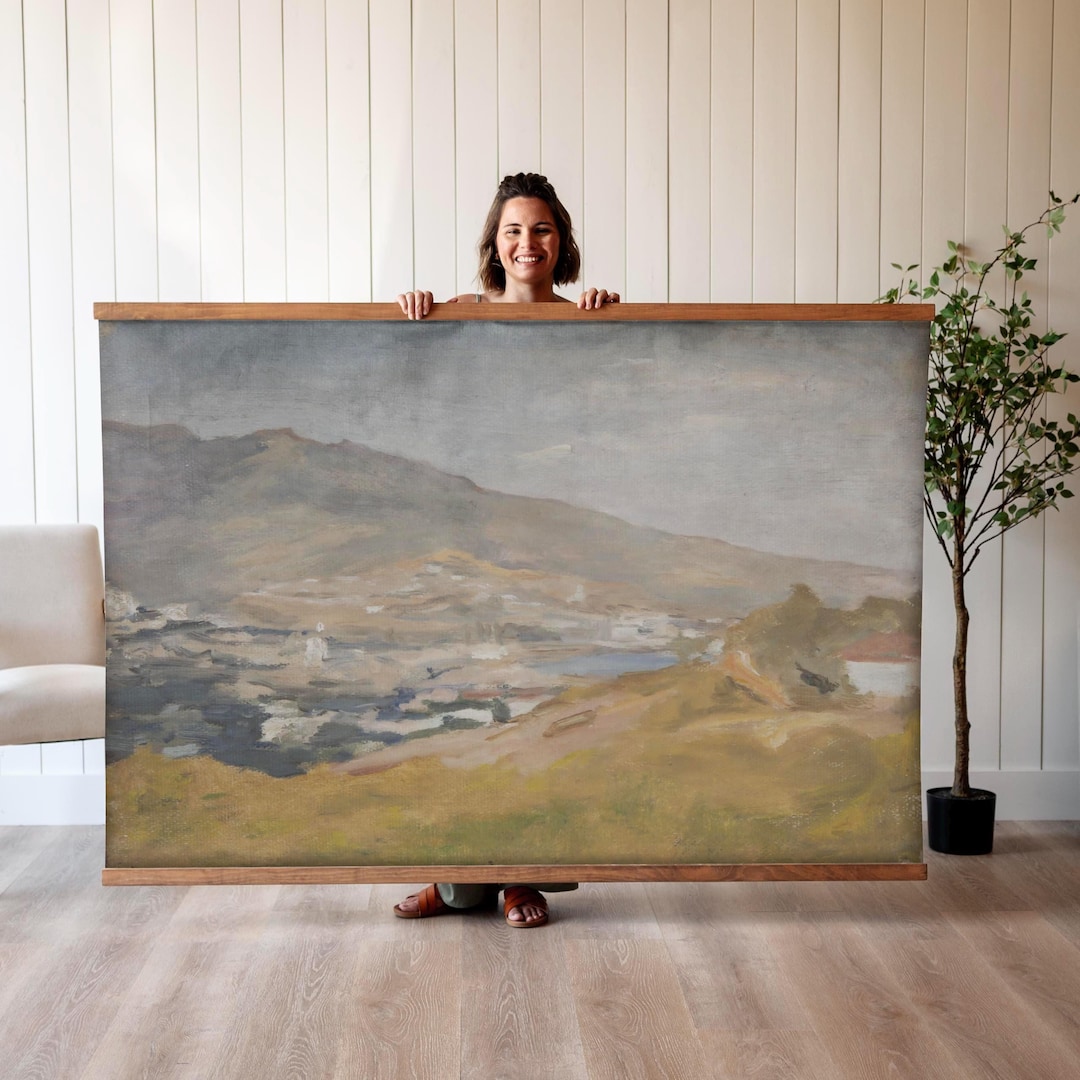 Oversized Landscape Canvas Wall Art: Vintage Oil Painting Print | 617 ...