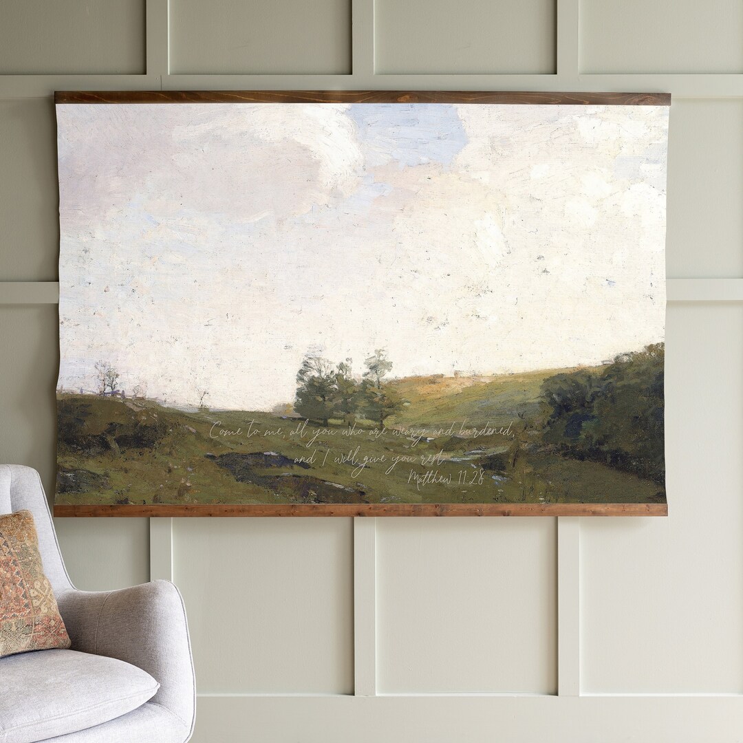 Large Scripture Art Scripture Wall Art I Will Give You Rest Matthew 11: ...