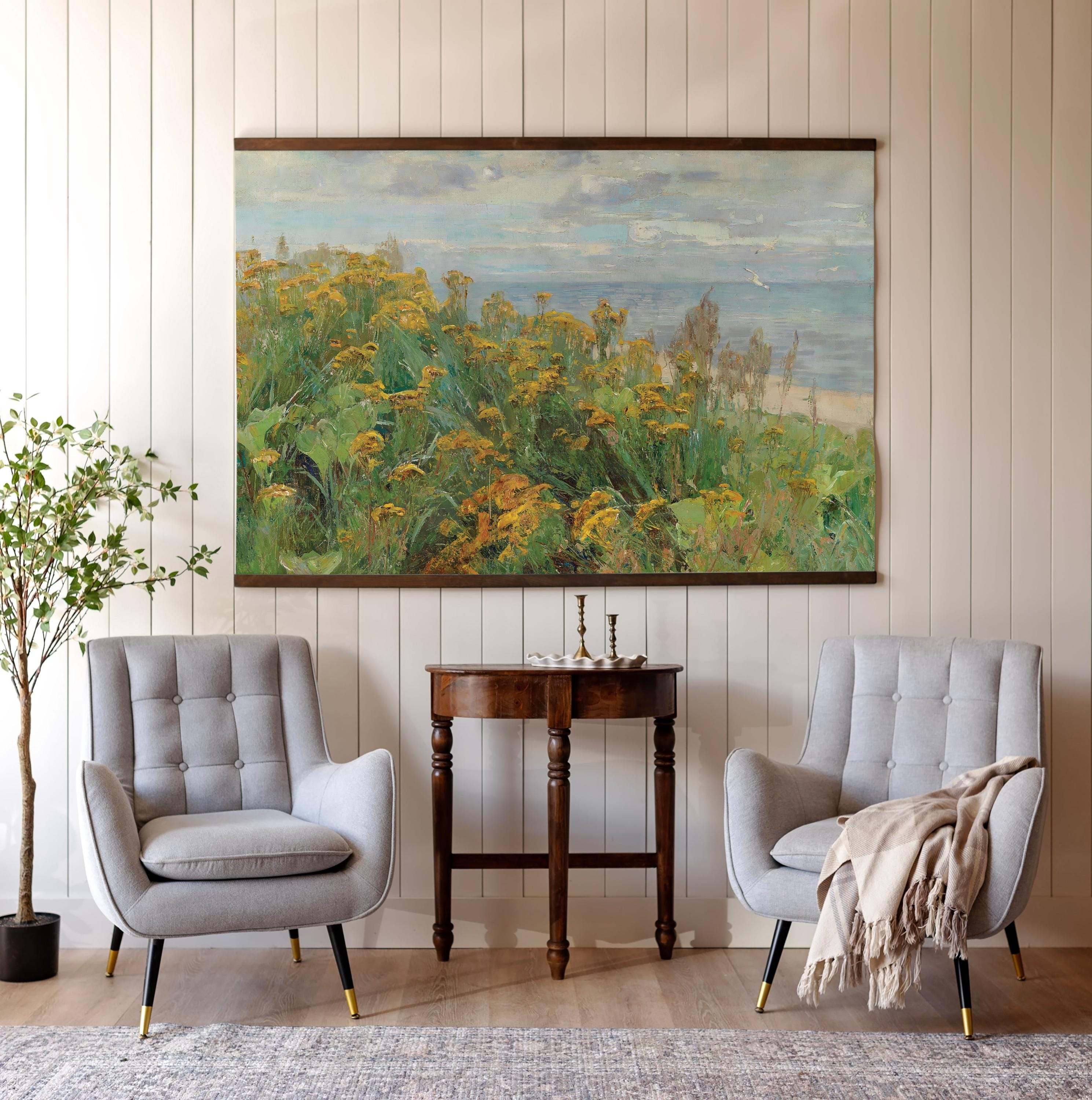 Floral Seascape Tapestry: Oversized Coastal Wall Art Print | 657 - Etsy