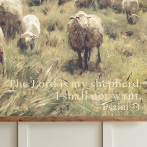 Psalm 23 Sheep Art Tapestry: Vintage Christian Canvas | 205 - Etsy