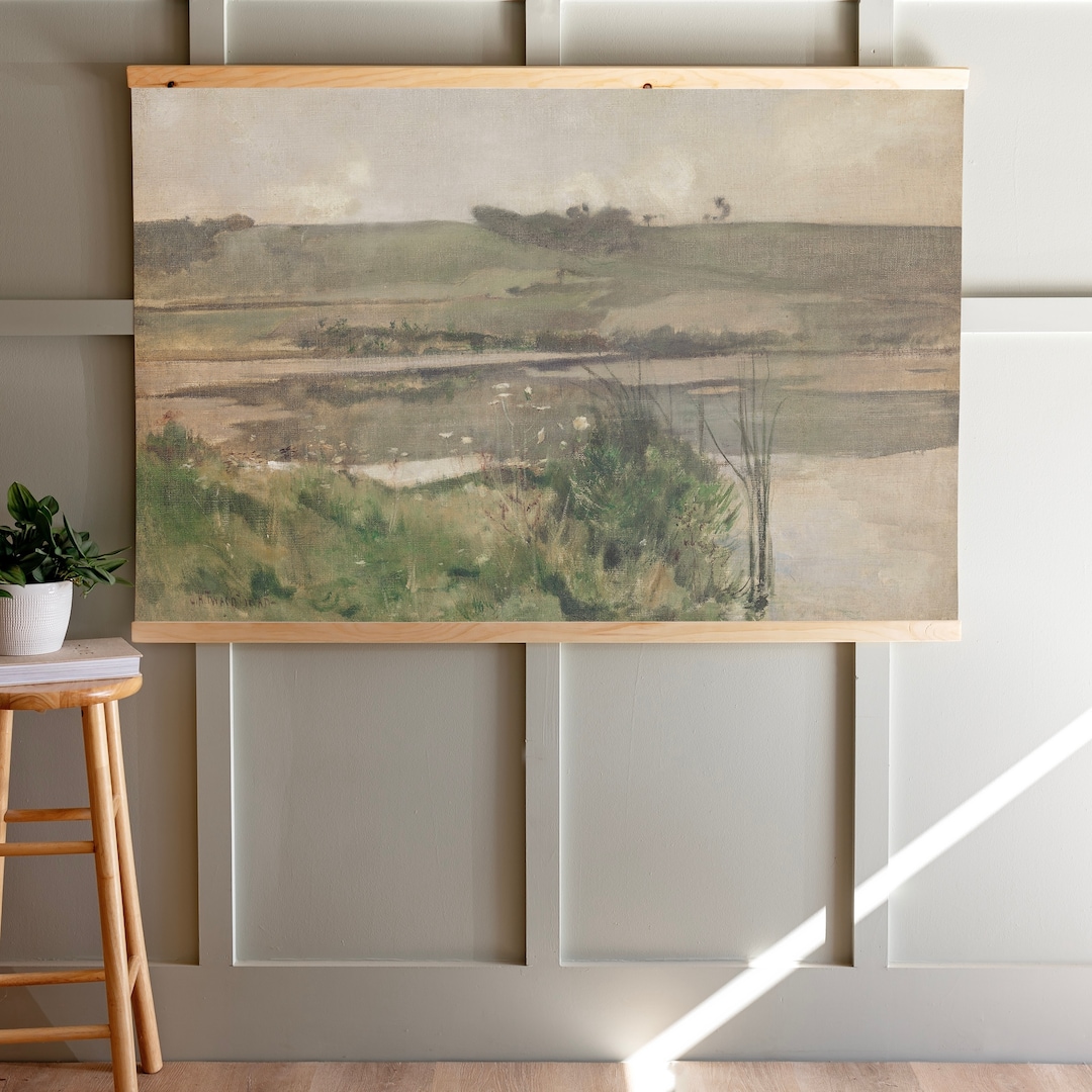 Extra Large Vintage Art Large Wall Hanging Vintage Water Scene Large ...