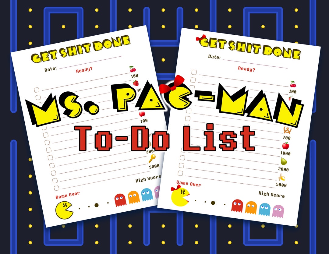 Vintage Ms. Pac-man To-do List Pac Man to Do List Stationary Notebook ...