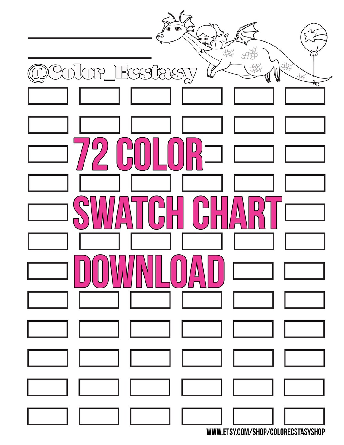 72 Color Blank Swatch Chart Template Download and Print for Colored ...