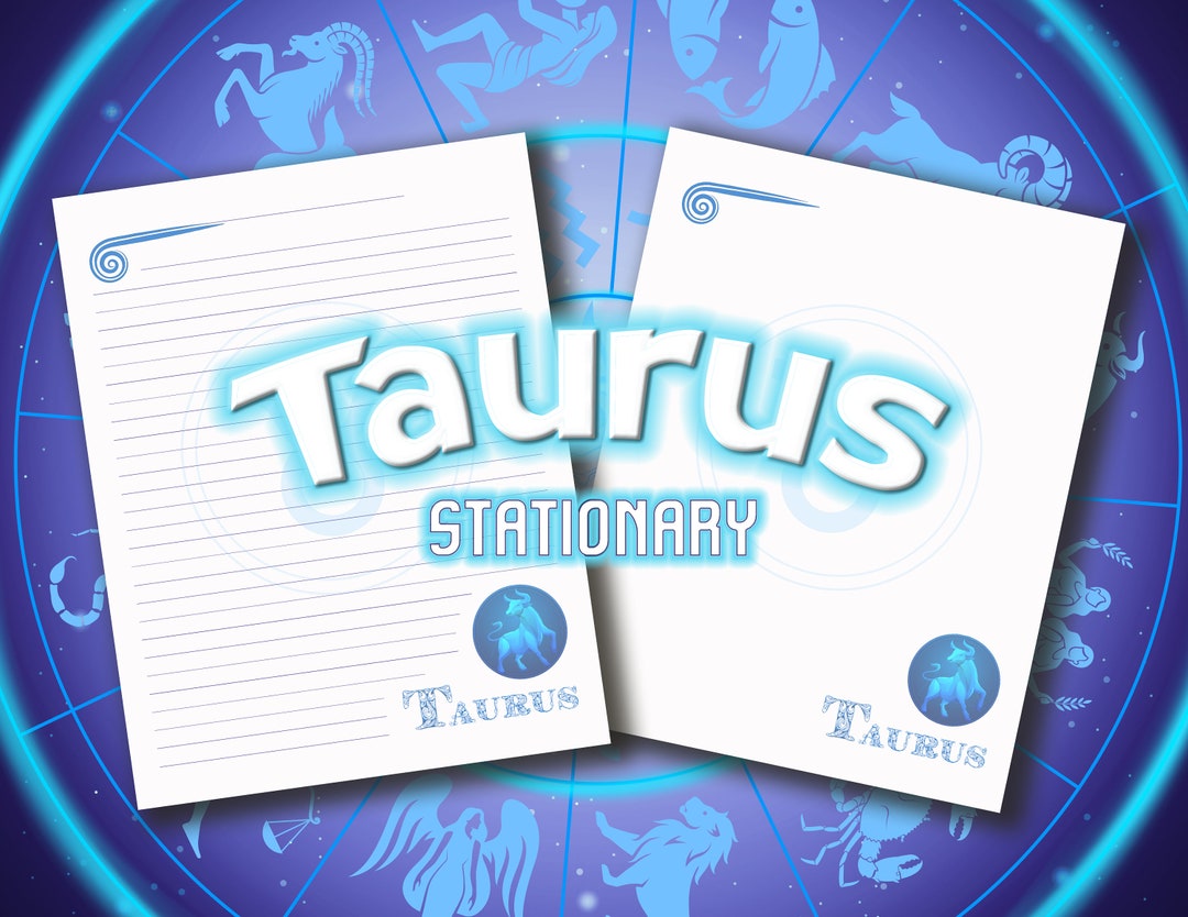 Taurus Astrology Zodiac Stationary Printable Zodiac Signs Custom ...