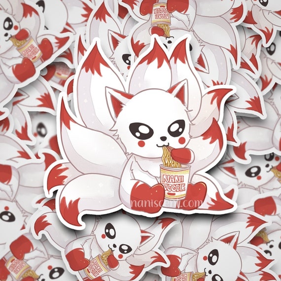 Nine Tailed Fox Vinyl Sticker Kawaii Kitsune Sticker Car - Etsy