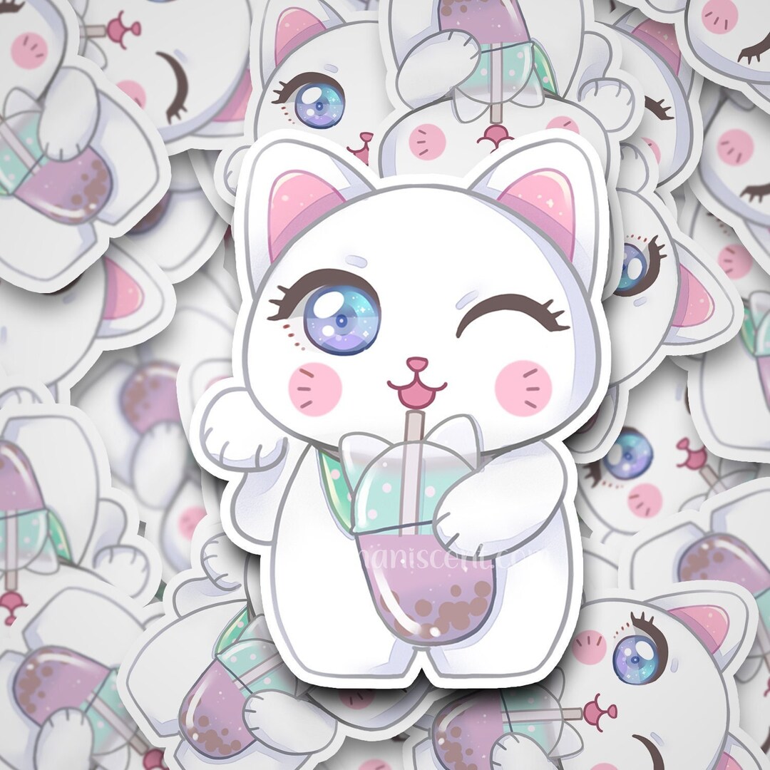 Neko Cat Boba Vinyl Sticker | Kawaii Sticker | Car Laptop Tablet Phone ...