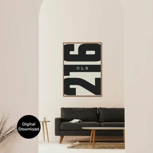 Cleveland Area Code 216 Poster Set: Minimalist Black and White (digital ...