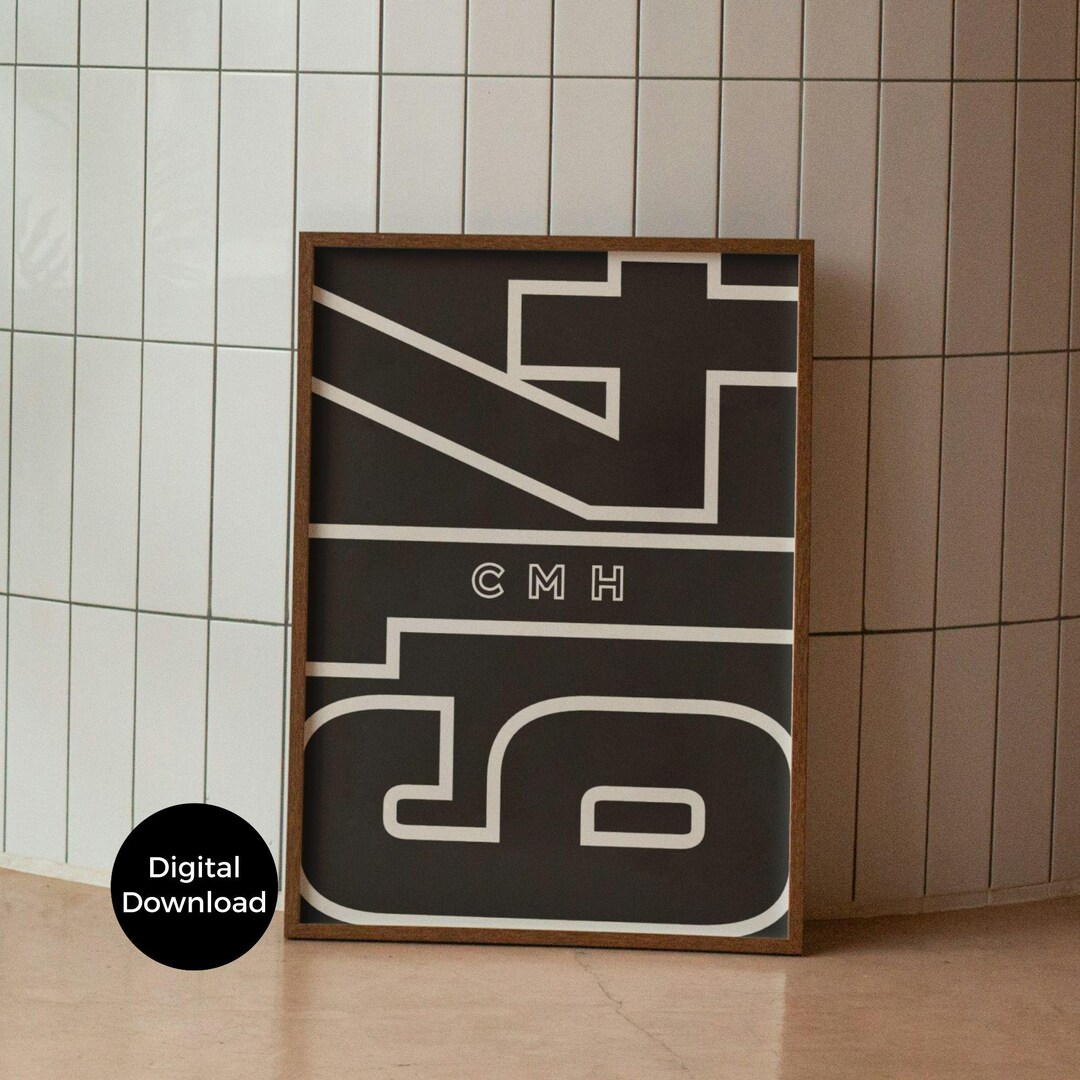 Columbus Ohio Area Code 614 Poster Set: Black and White Dorm Decor ...