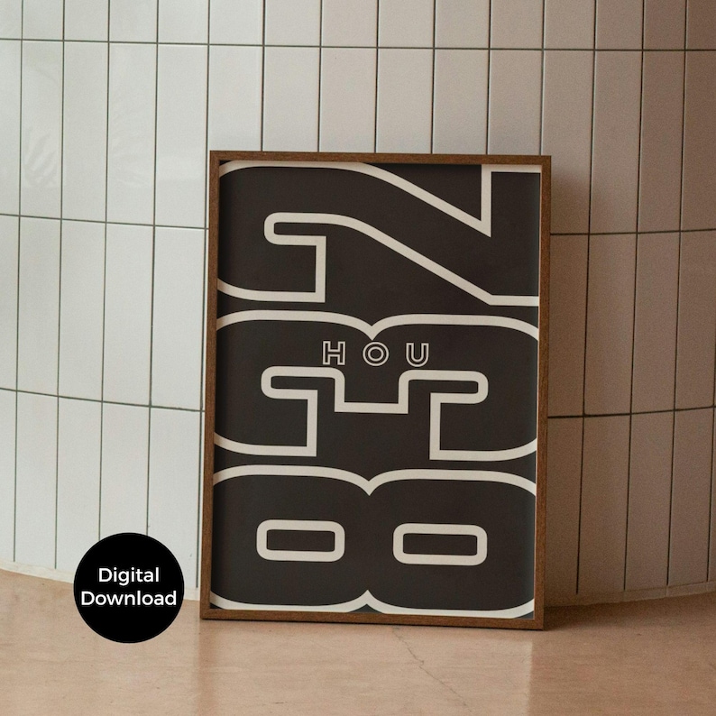Houston Area Code 832 Poster Set: Black and White Wall Art (digital ...