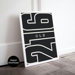 Cleveland Area Code 216 Poster Set: Minimalist Black and White (digital ...