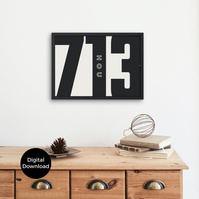 Houston Area Code 713 Poster Set: Black and White Wall Art (digital ...