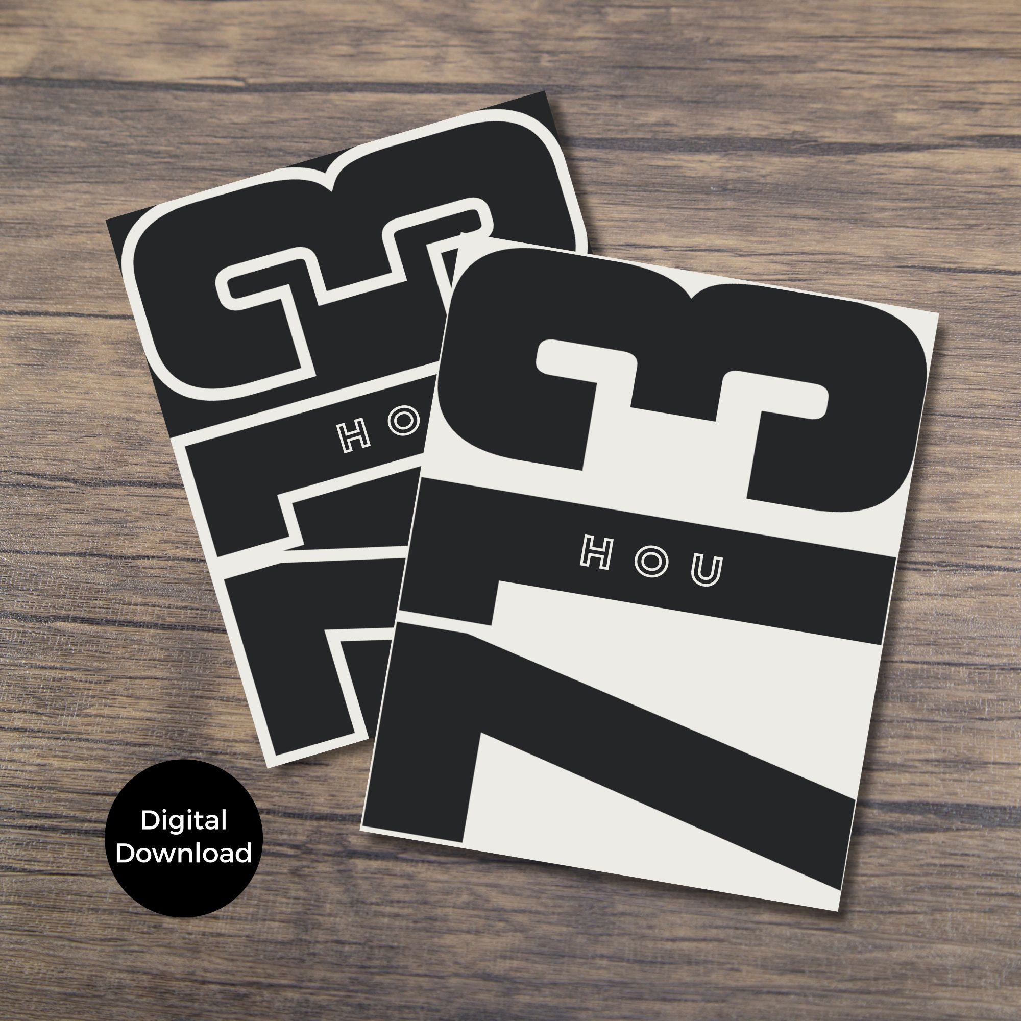 Houston Area Code 713 Poster Set: Black and White Wall Art (digital ...