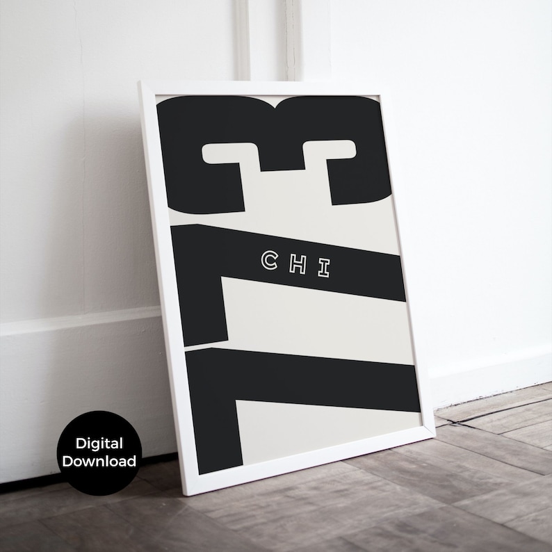 Chicago 773 Area Code Poster Set: Black & White Wall Art (digital ...
