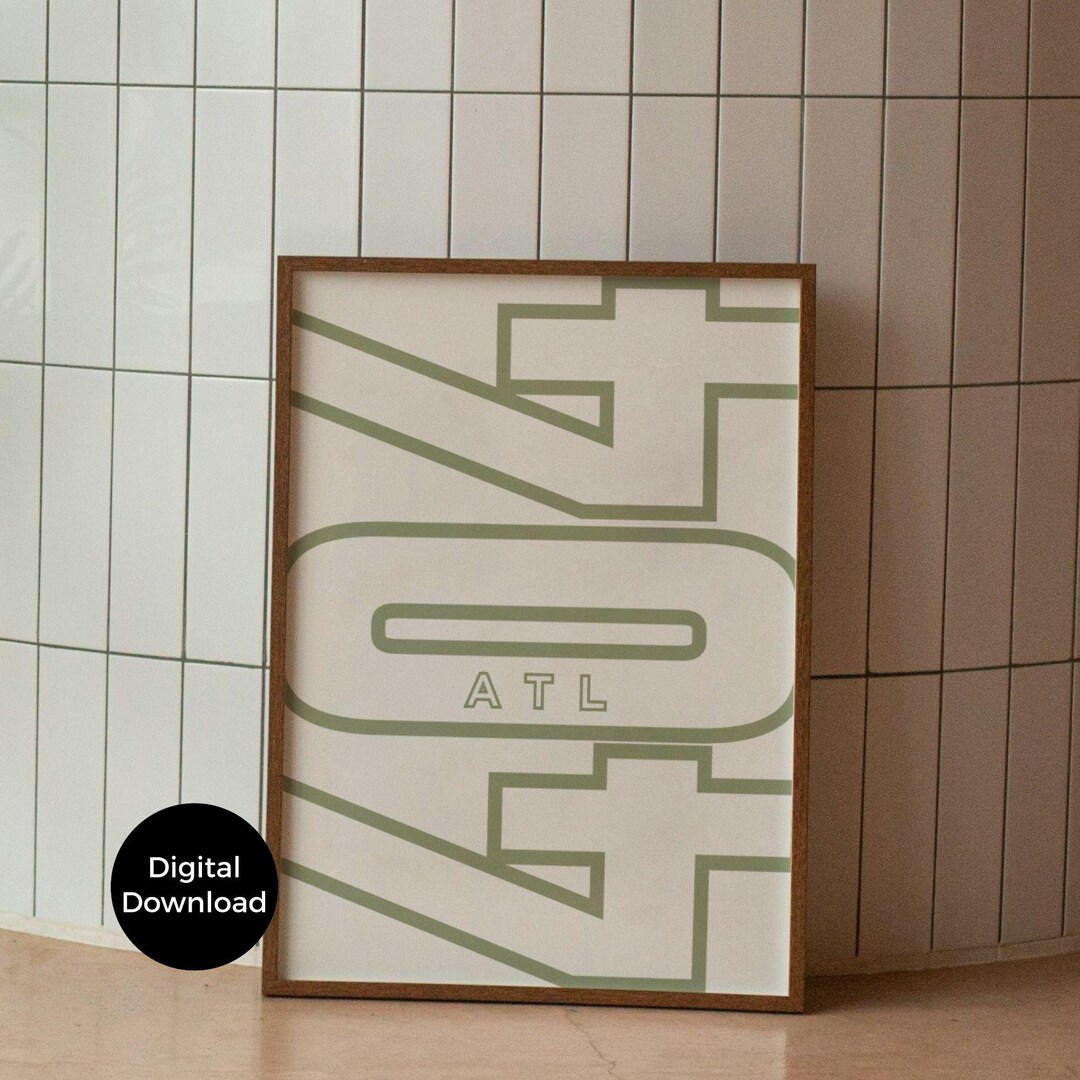 Atlanta Area Code 404 Poster Set: Sage Green Dorm Decor (digital ...