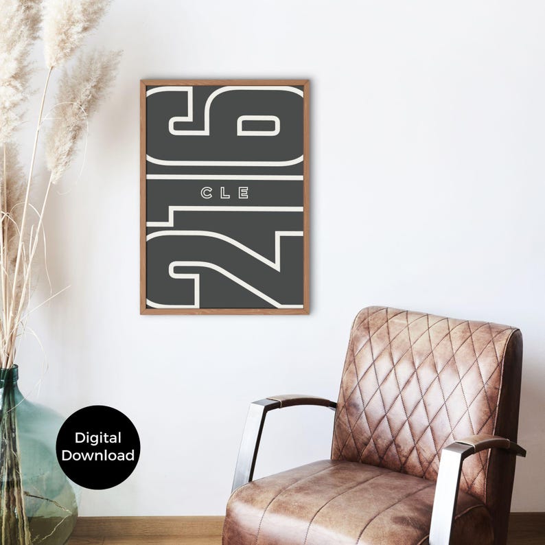Cleveland Area Code 216 Poster Set: Minimalist Black and White (digital ...