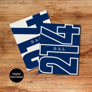 Dallas Area Code 214 Poster Set: Blue and White Wall Art (digital ...