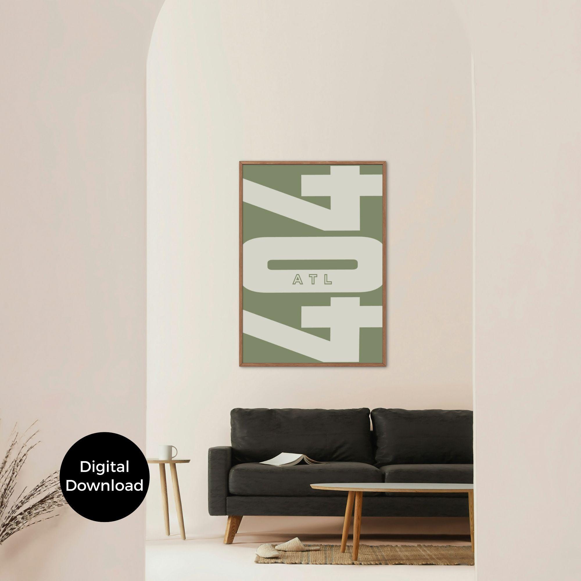Atlanta Area Code 404 Poster Set: Sage Green Dorm Decor (digital ...