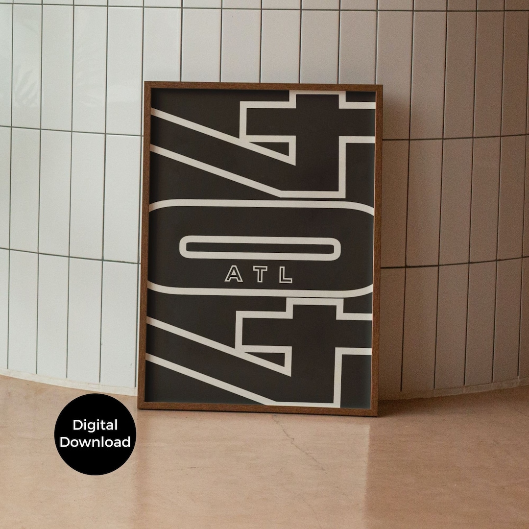 Atlanta Area Code 404 Poster Set: Black & White Printable Wall Art ...