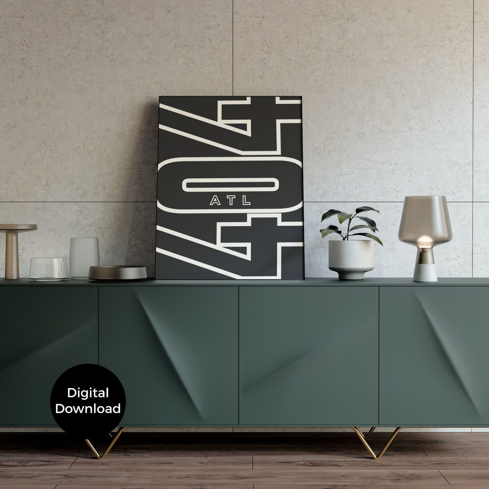 Atlanta Area Code 404 Poster Set: Black & White Printable Wall Art ...