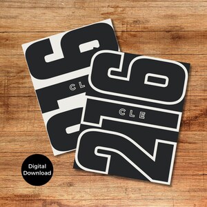 Cleveland Area Code 216 Poster Set: Minimalist Black and White (digital ...