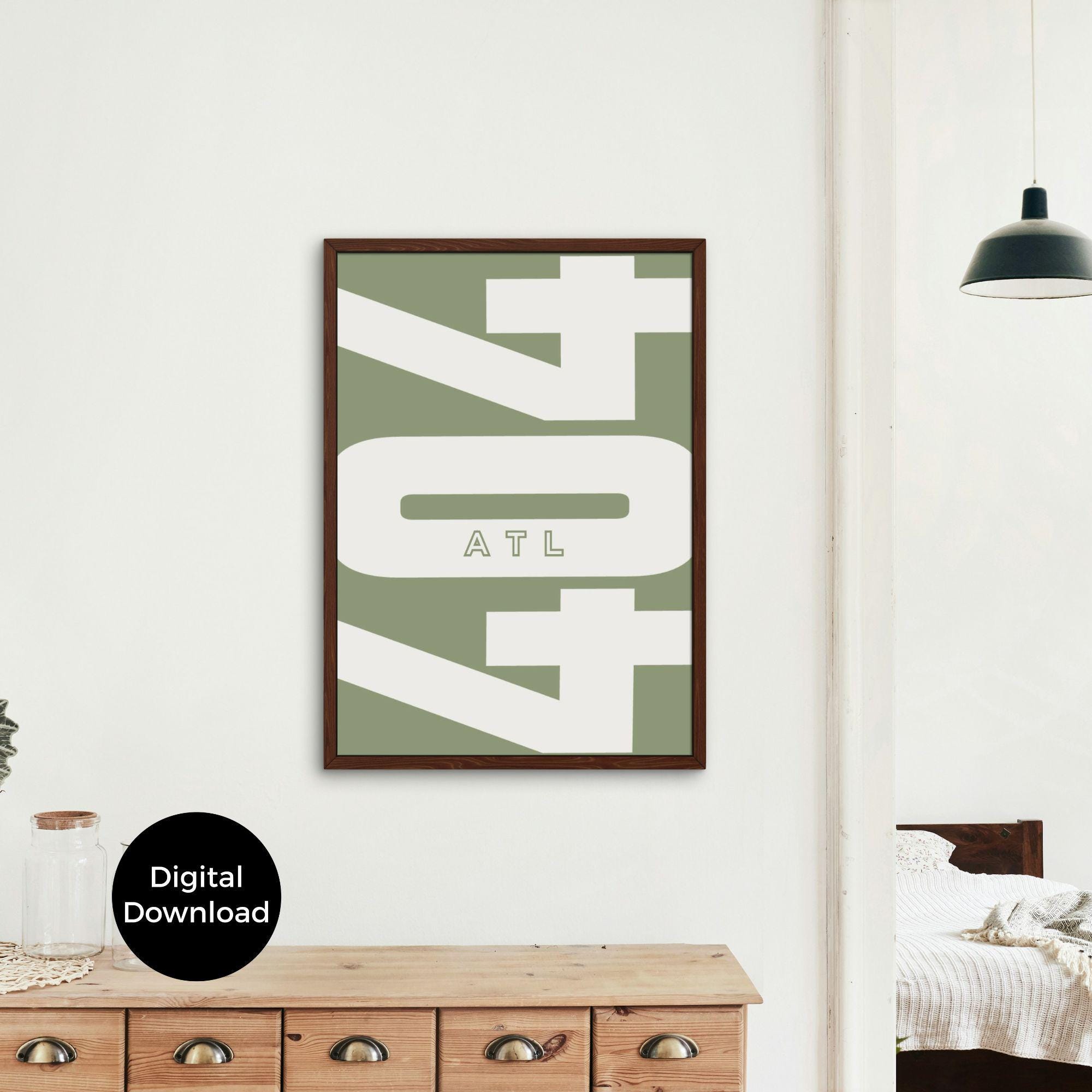 Atlanta Area Code 404 Poster Set: Sage Green Dorm Decor (digital ...