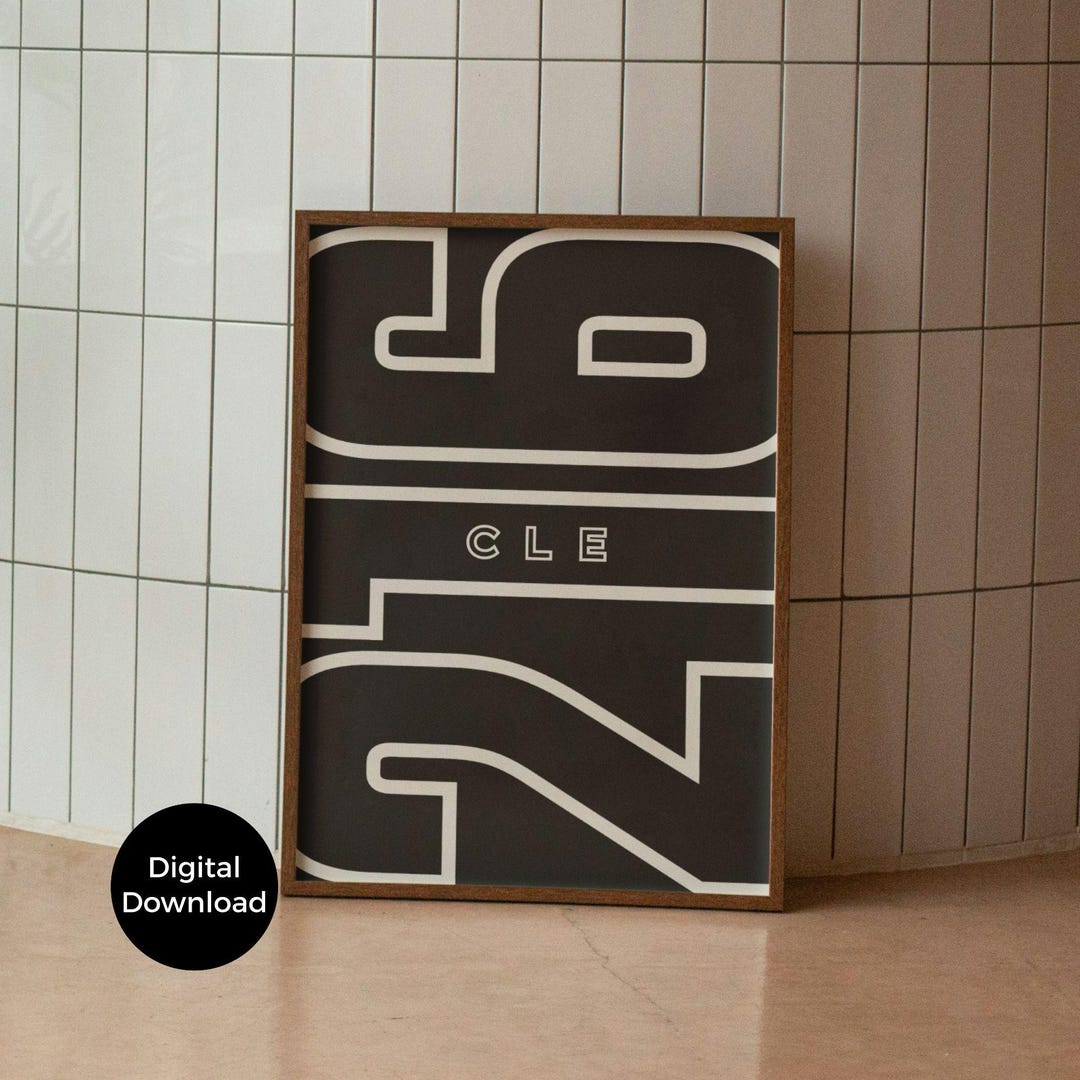 Cleveland Area Code 216 Poster Set: Minimalist Black and White (digital ...