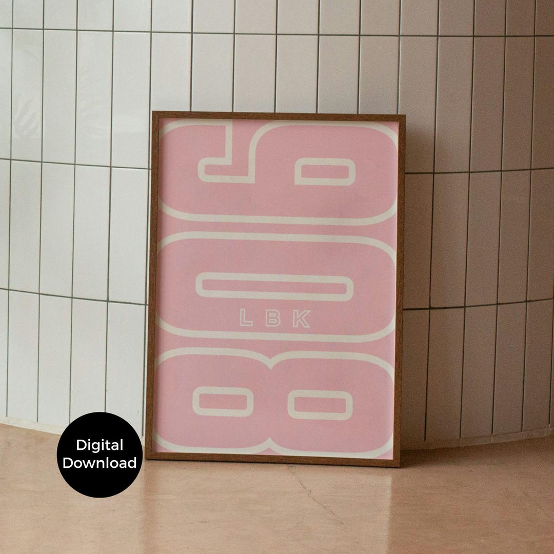 Lubbock Texas Area Code 806 Poster Set: Pink Bar Cart Wall Art (digital ...
