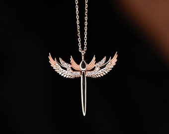 Rose Gold Angel Necklace - Etsy