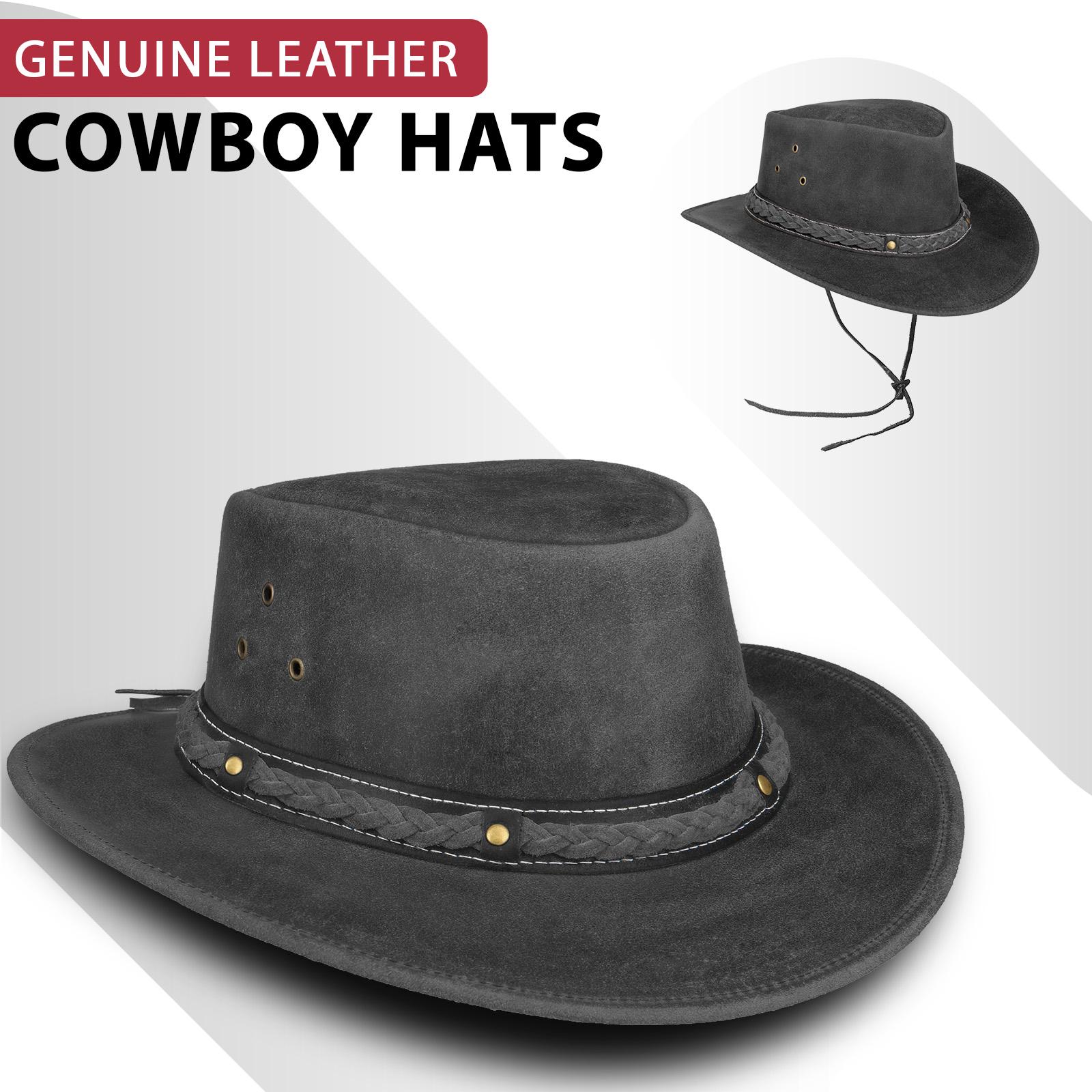 Handmade Real Leather Cowboy Hat: Wide Brim, Adjustable - Etsy