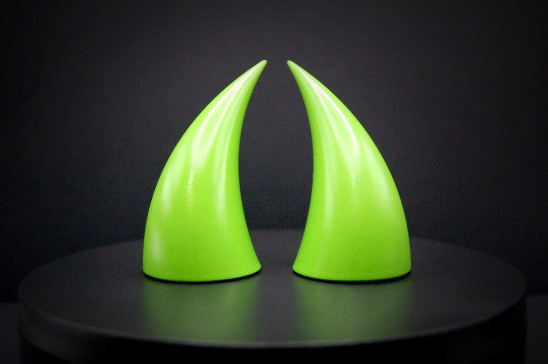 Poison Green Devil Horns - Glossy Lime Incubus - Hand-painted, 3d ...