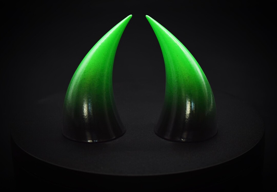 Green & Black Devil Horns - Alien Ombré Glossy Incubus - Hand-painted ...