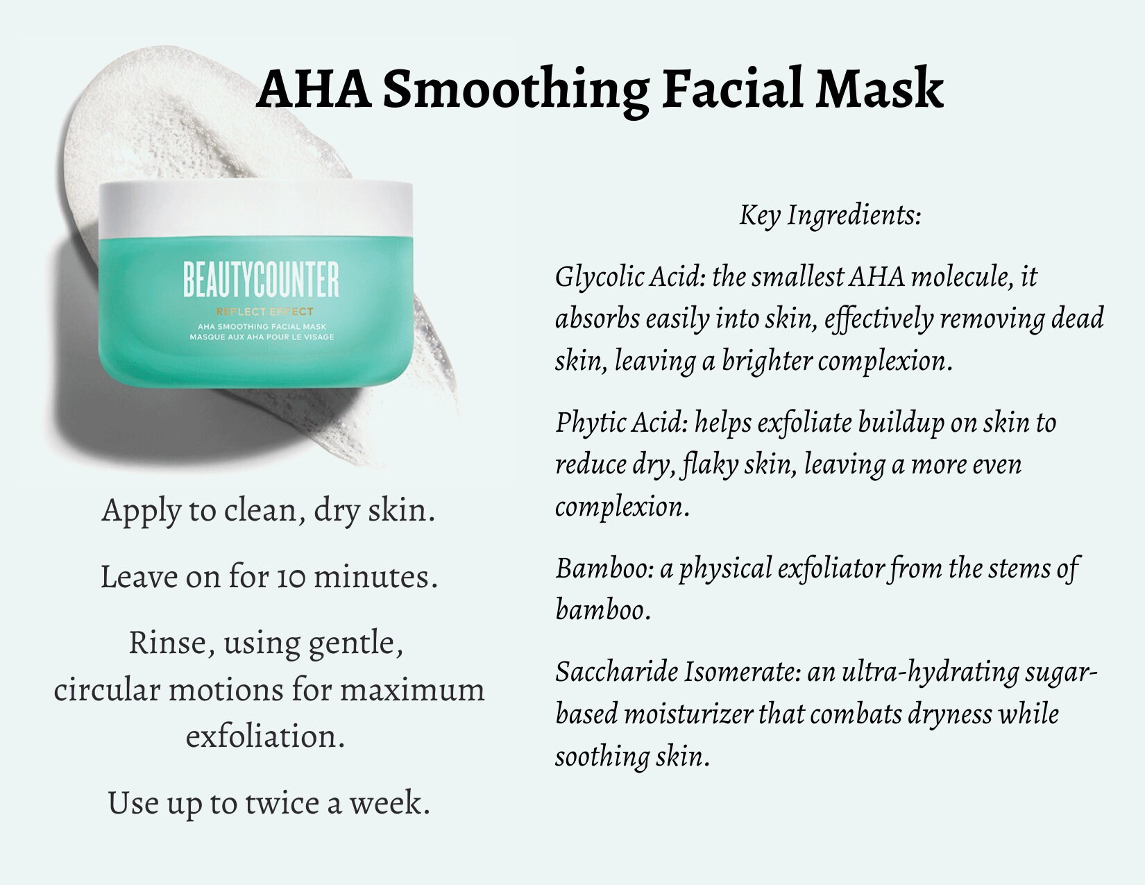 Sample Card 10 pack Beautycounter AHA Reflect Effect Smoothing Facial ...