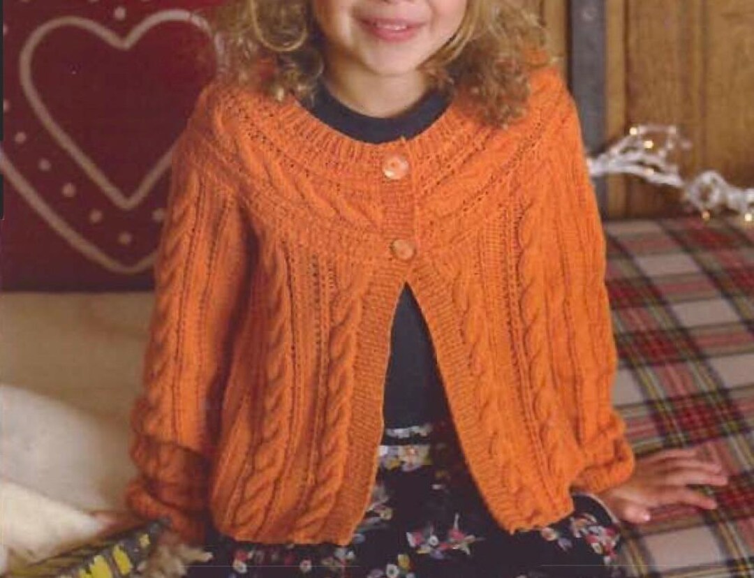 Girl's Cabled Cardigan Knitting Pattern, Ages 0-7 (PDF Download) - Etsy UK