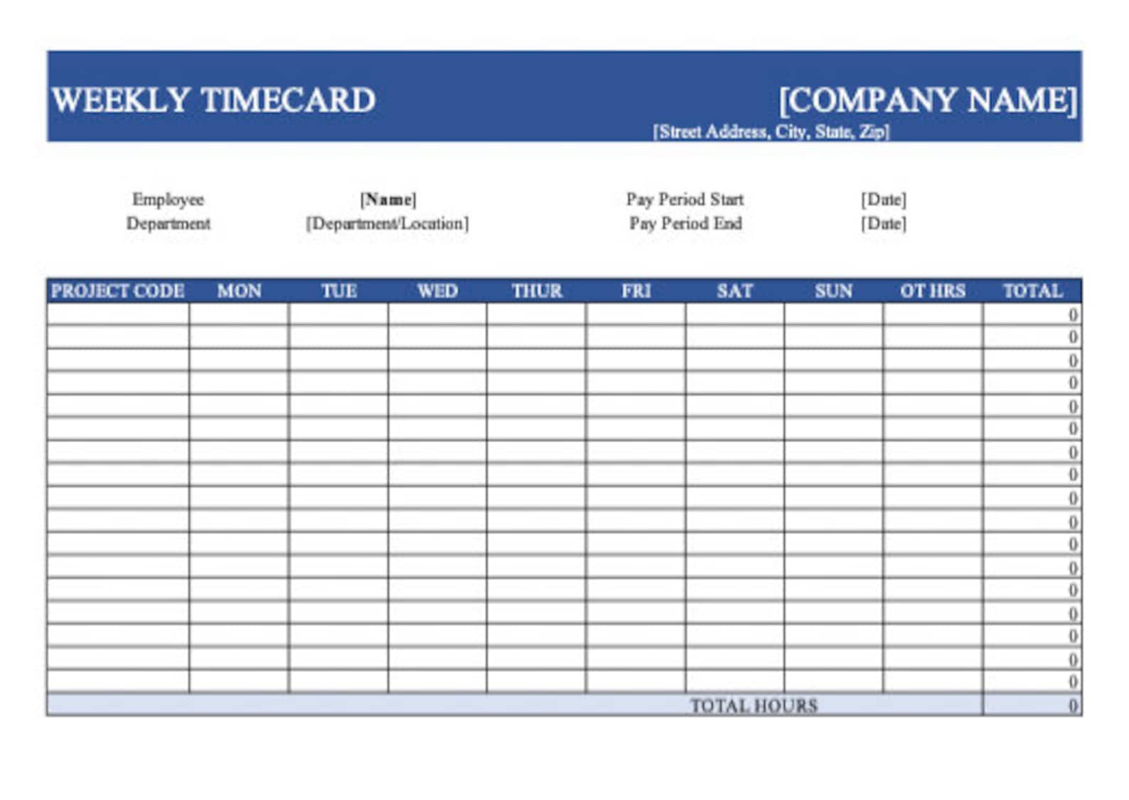 Weekly Timecard Workbook | Etsy