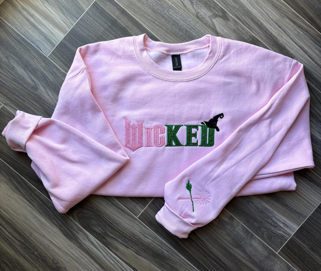 Cute Embroidered Wicked Crewneck Sweatshirt Perfect for Movie Viewing ...