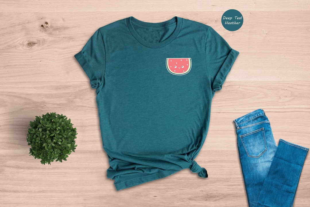 Adorable Pocket Watermelon Shirt, Summer Vibes Shirt, Harajuku Clothing ...