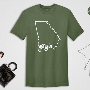 Georgia State Shirts, Georgia State Map Shirt, Georgia Travel Gifts ...