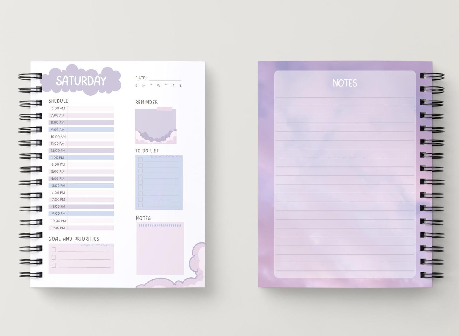 Pastel Cloud Planner Canva Template: Monthly & Daily Organizer (digital ...