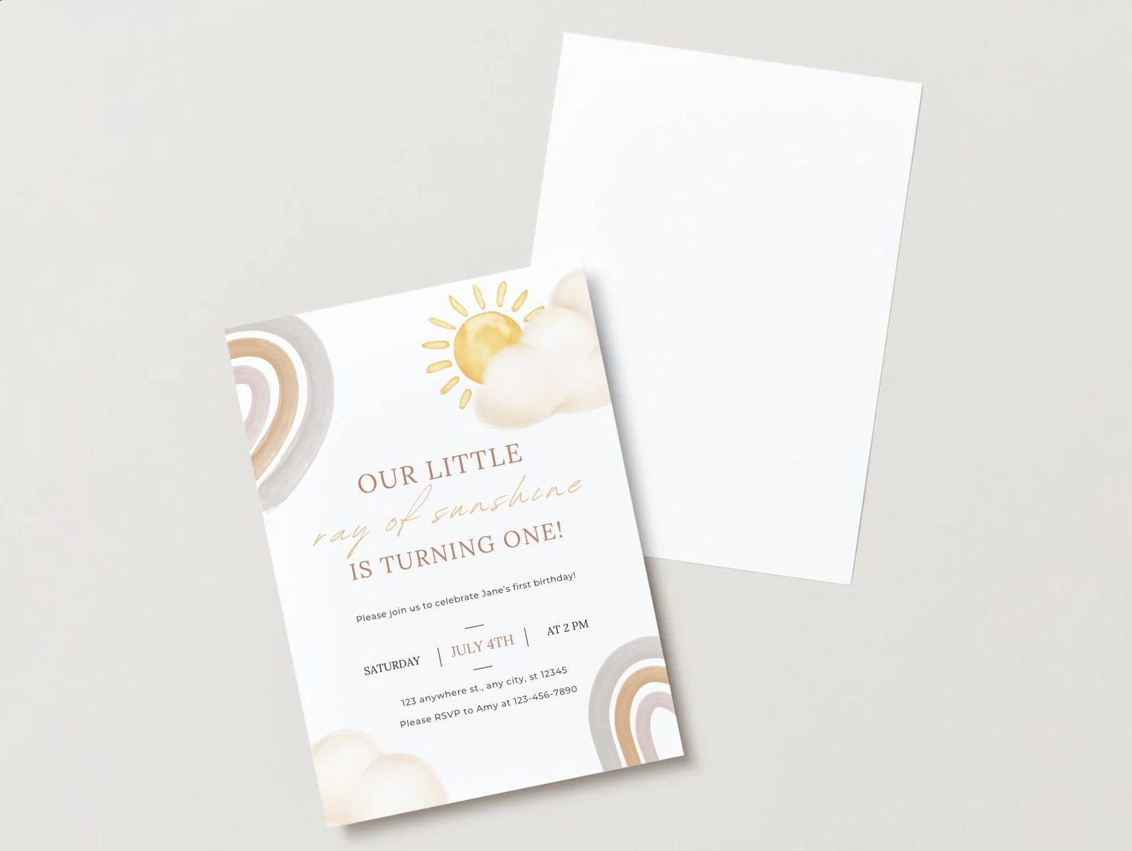 Boho Sunshine Birthday Invitation: Editable Canva Template (digital ...