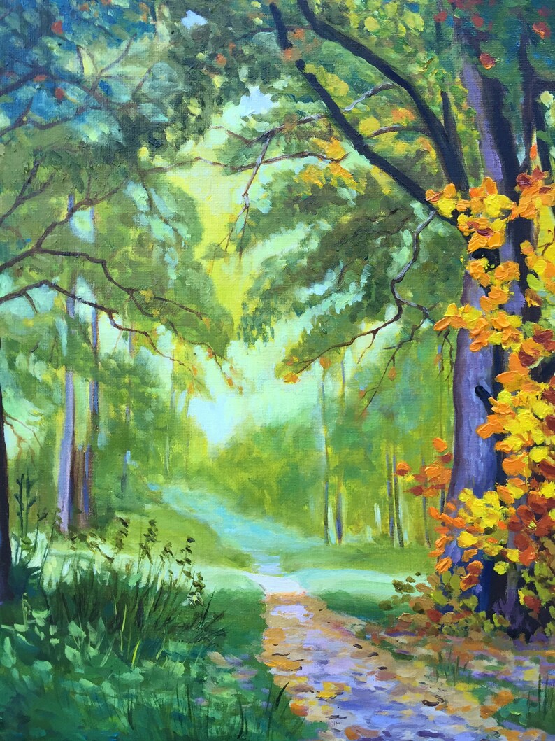 Enchanted Forest. Trail. Park Painting. Painting Landscape. Autumn ...