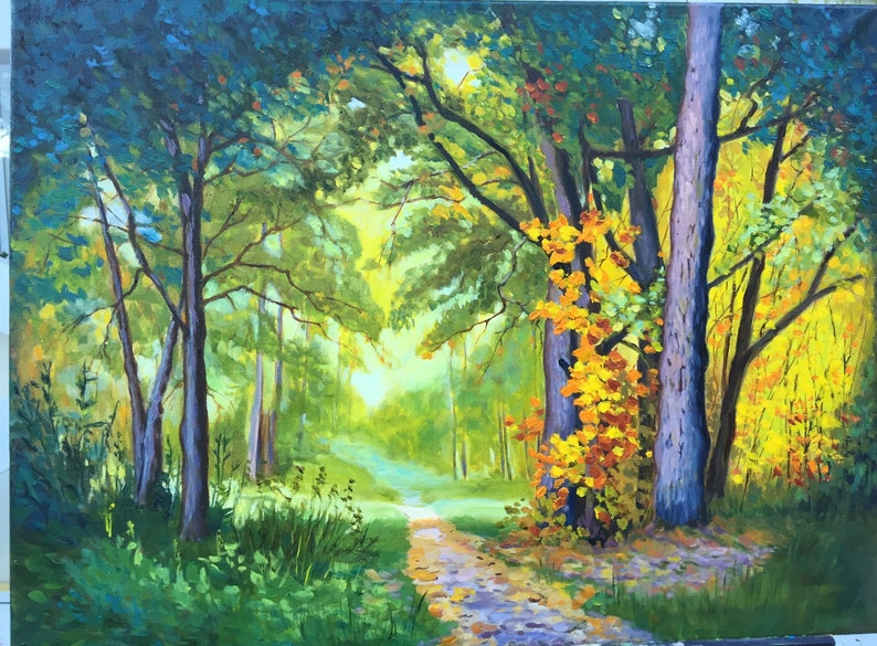 Enchanted Forest. Trail. Park Painting. Painting Landscape. Autumn ...