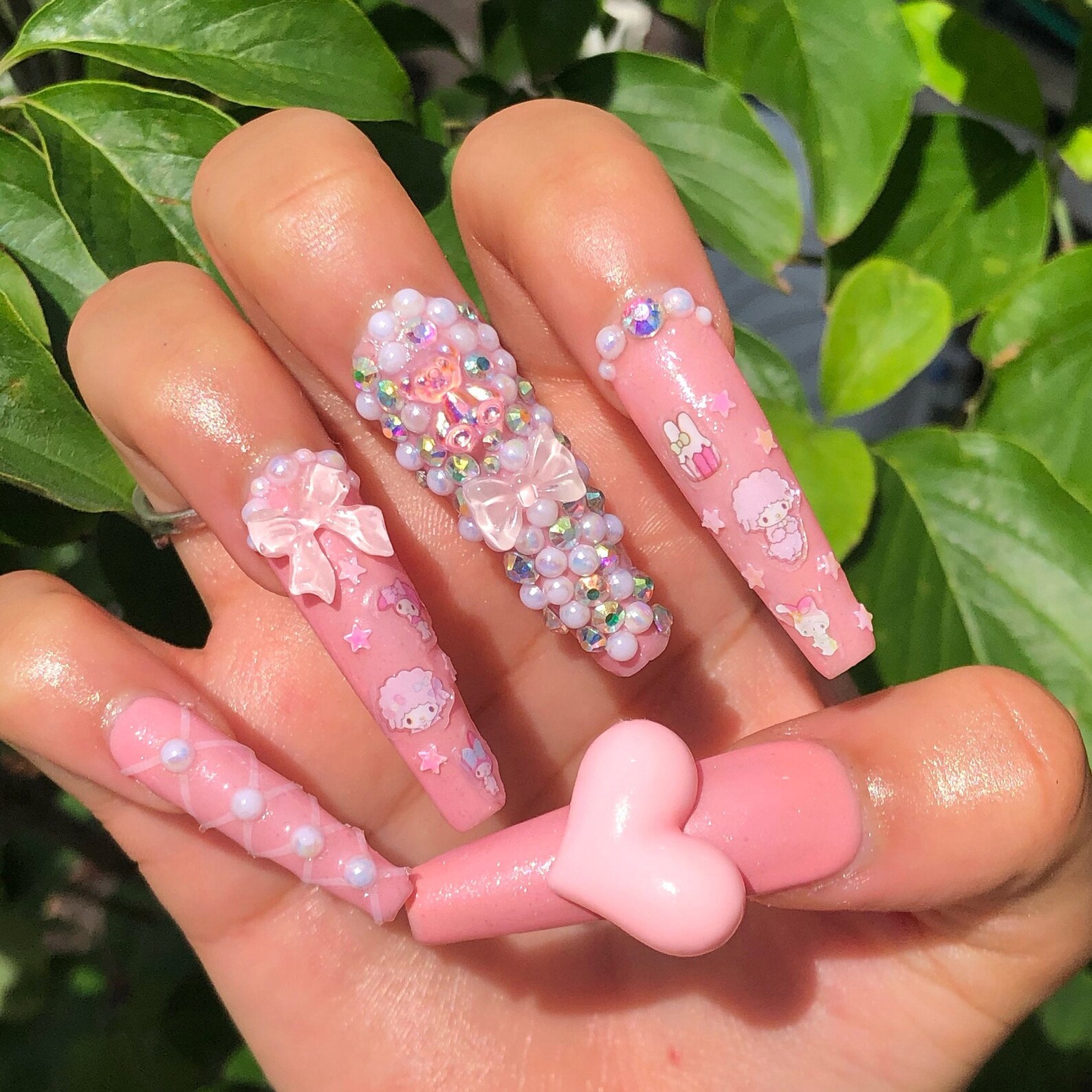 Sanrio My Melody Kawaii 3d Bling Press On Nails Etsy