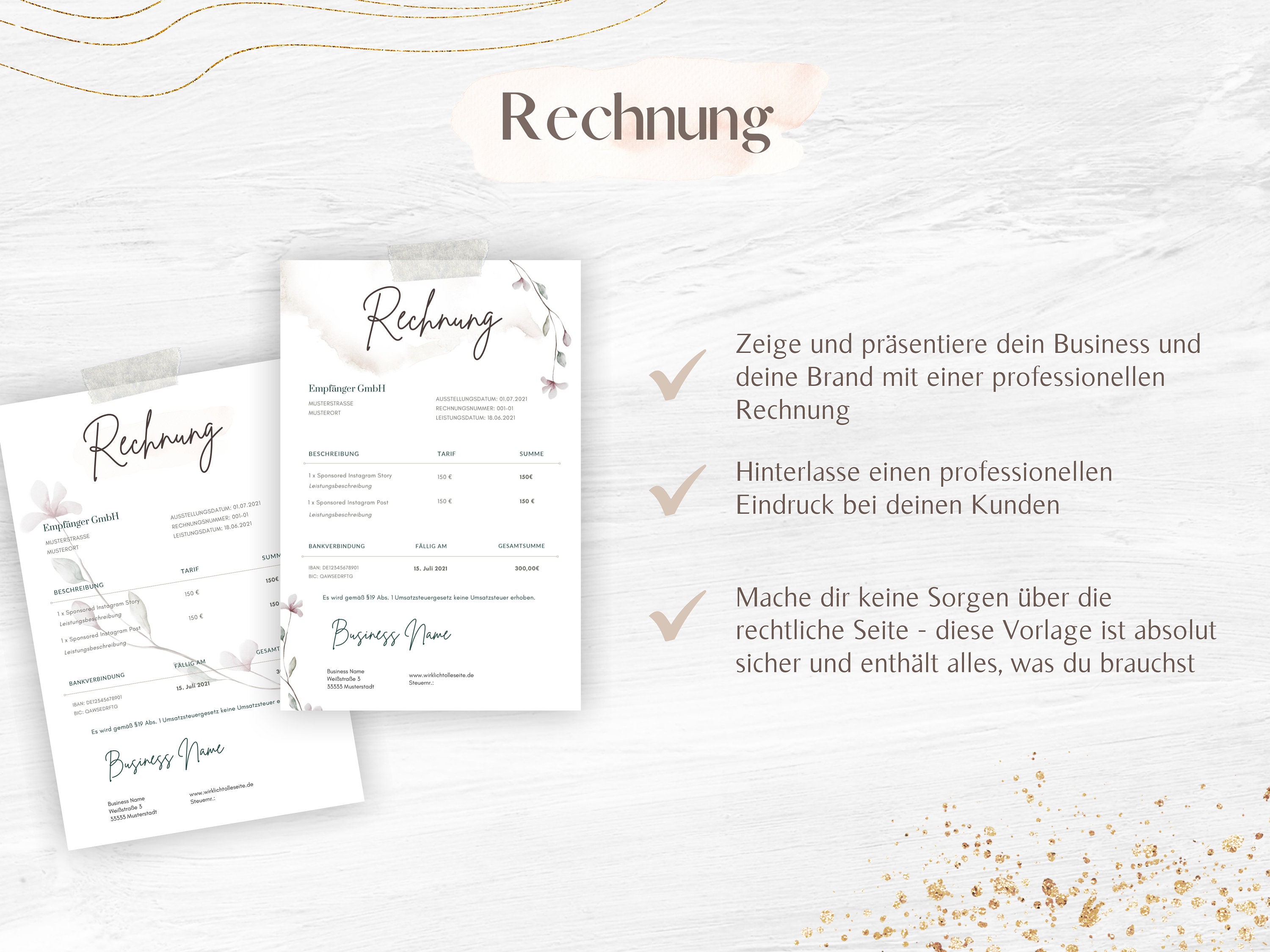 Rechnungsvorlage, Canva invoice template, Business Rechnung mit USt ...