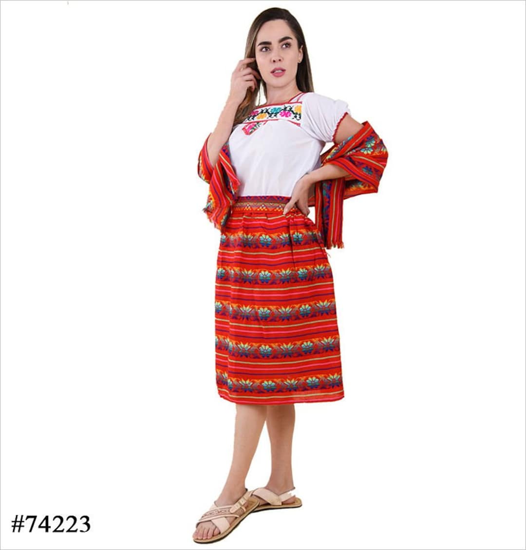 Traje Tipico Bordado De Indita Rojo / Red Indita Embroidered ...