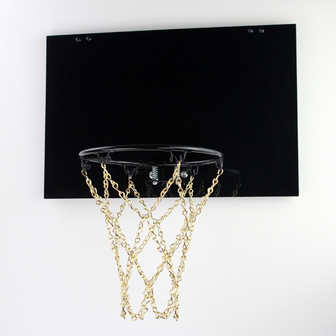 BLACK Mini Basketball Hoop W/black Rim & Gold Chain Net | Customizing ...