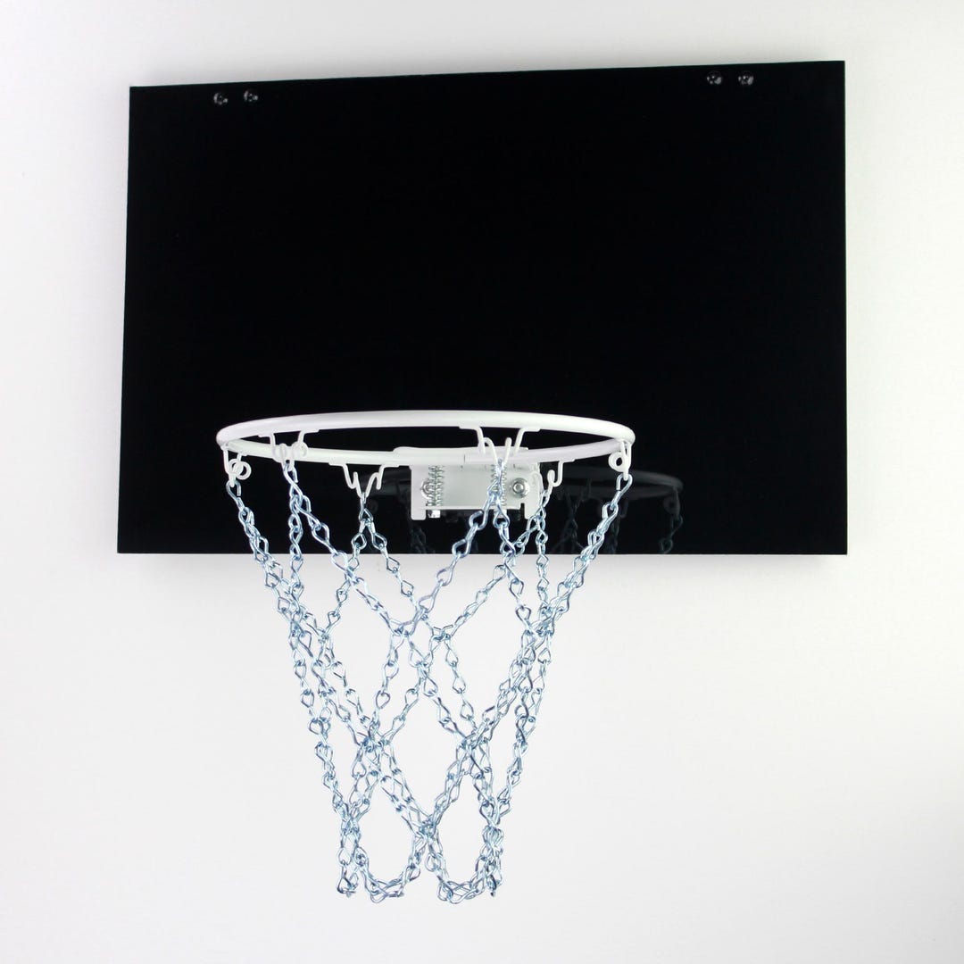 BLACK Mini Basketball Hoop W/white Rim & Silver Chain Net | Customizing ...