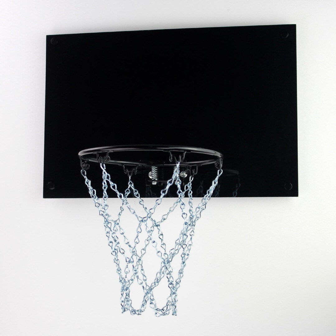 BLACK Mini Basketball Hoop W/black Rim & Silver Chain Net | Customizing ...